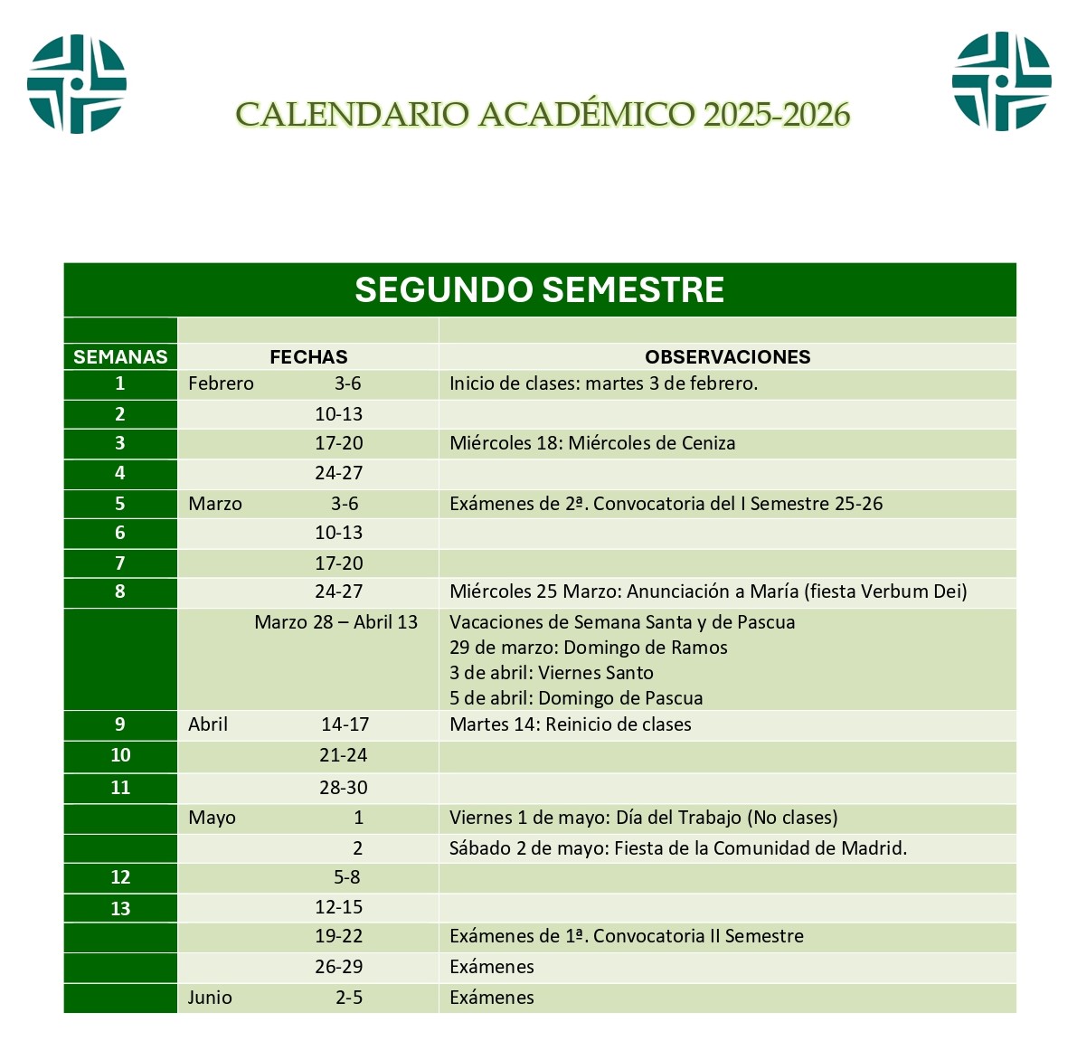 BT – II Semestre 2025-26 – Instituto Teológico Verbum Dei "San Pablo Apóstol"